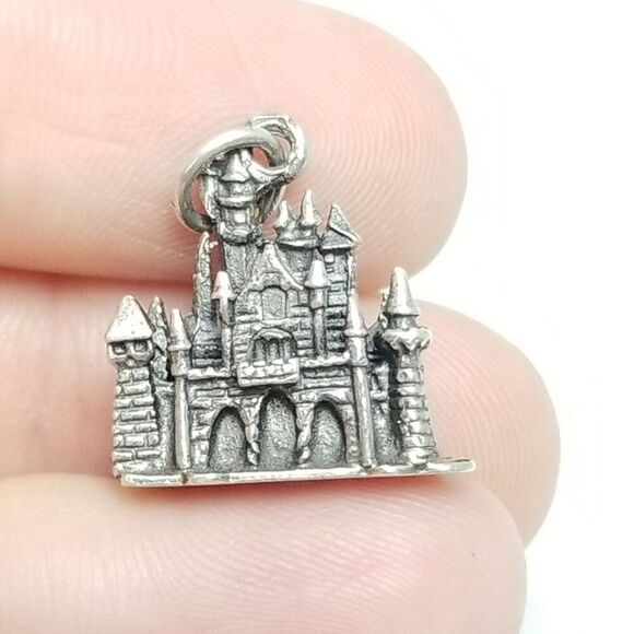 Disney | Jewelry | Vintagedisney Cinderella Castle Charm Pendant 3d ...